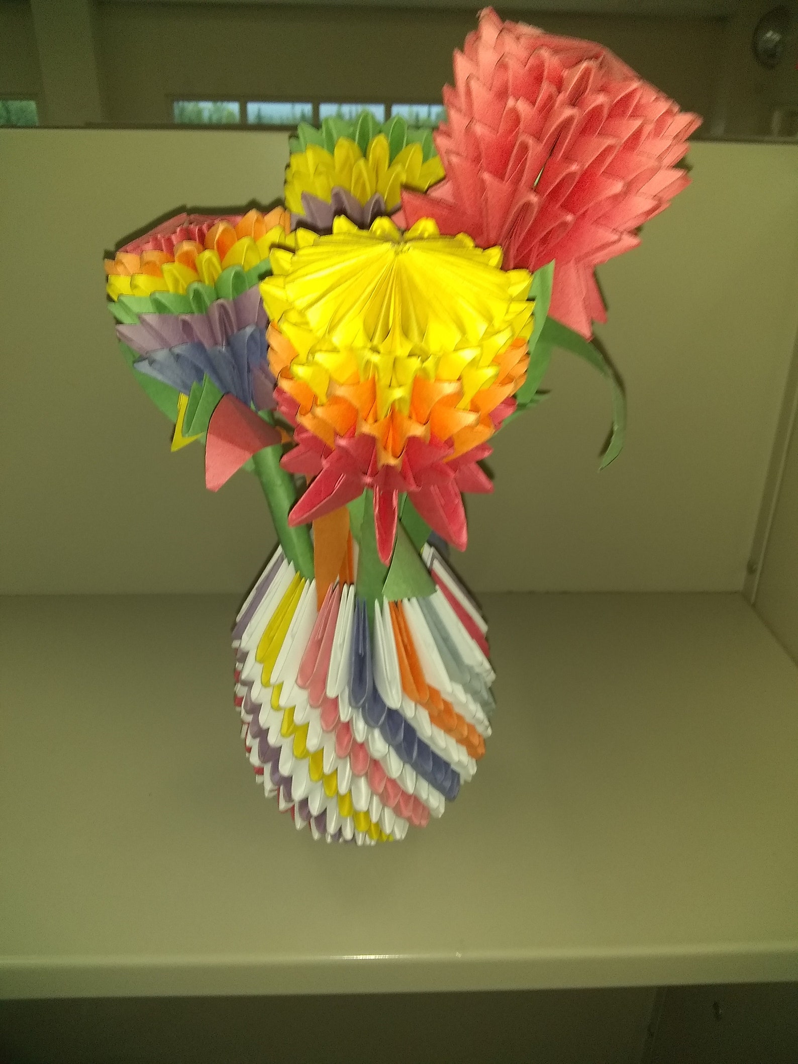 Modular Origami Vase With 4 Origami Roses - Etsy