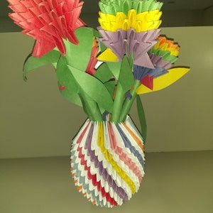 Modular Origami Vase With 4 Origami Roses - Etsy