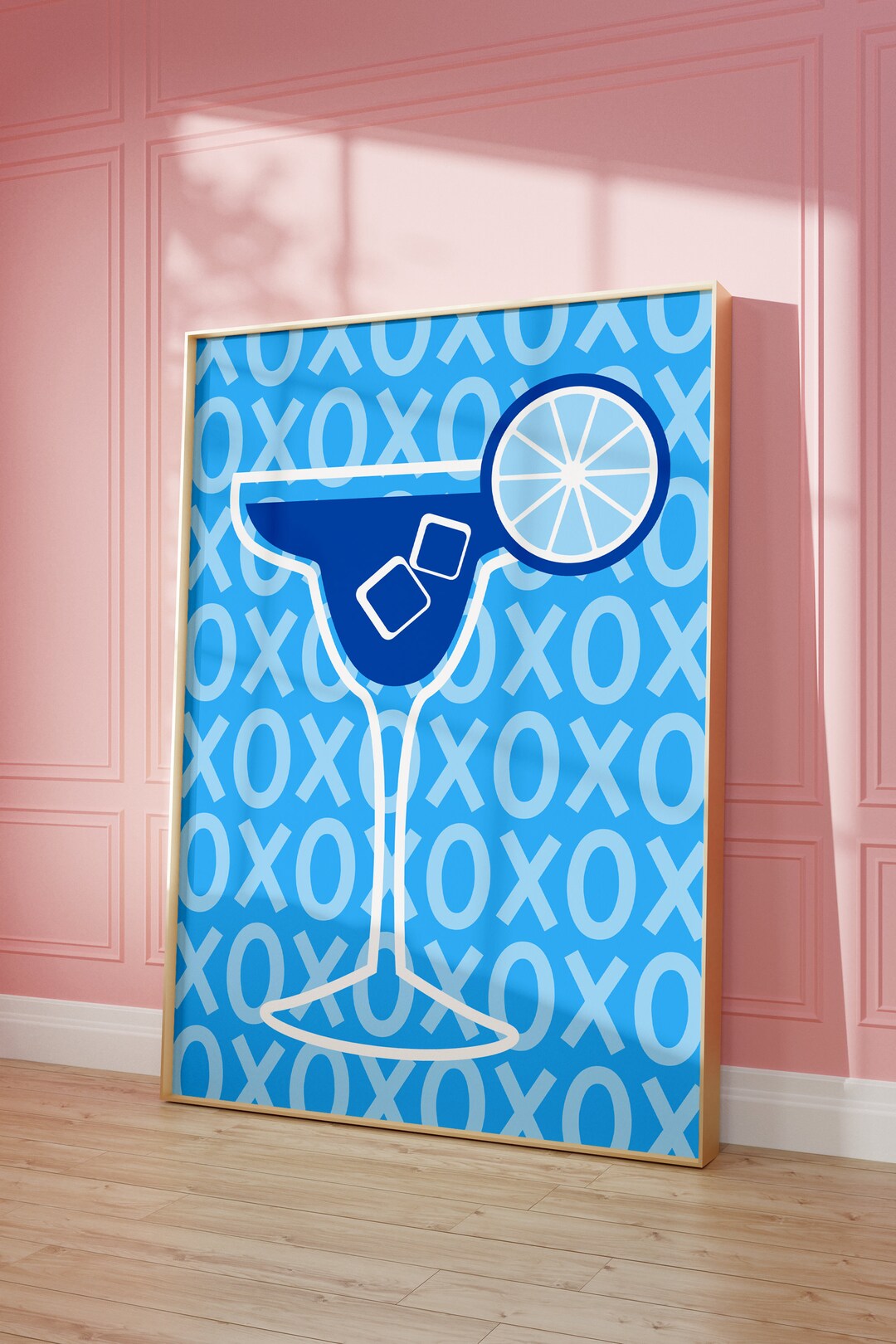 Bar Time Blue Preppy Digital Print Preppy Wall Art Dorm Room Wall Art ...