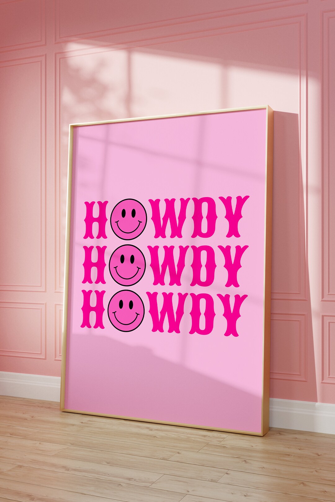 Howdy Smiley Pink Western (digital Download) Print Preppy Wall Art ...