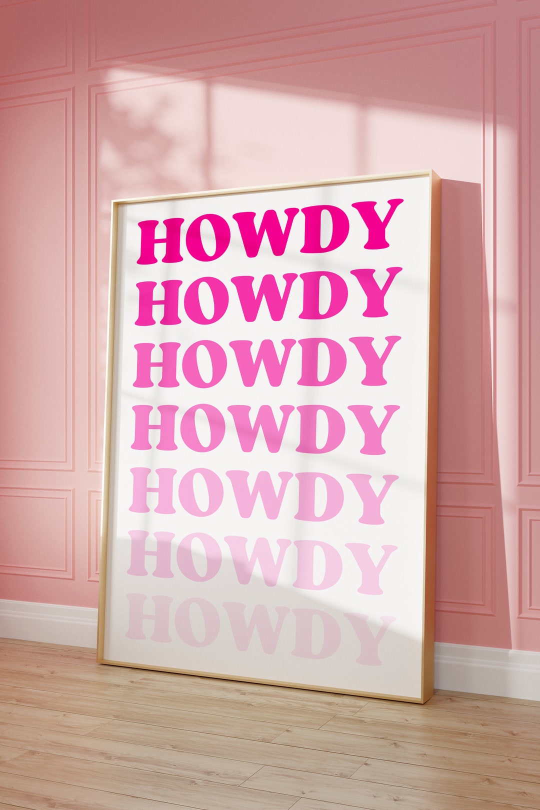 Howdy pink Preppy Digital Print // Wandkunst // Preppy Wandkunst ...