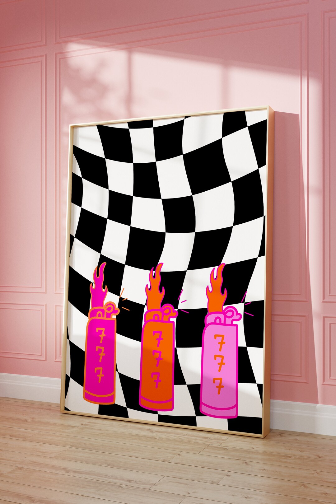 Checkered Lighters Angel Numbers Preppy Digital Print, Wall Art, Preppy ...