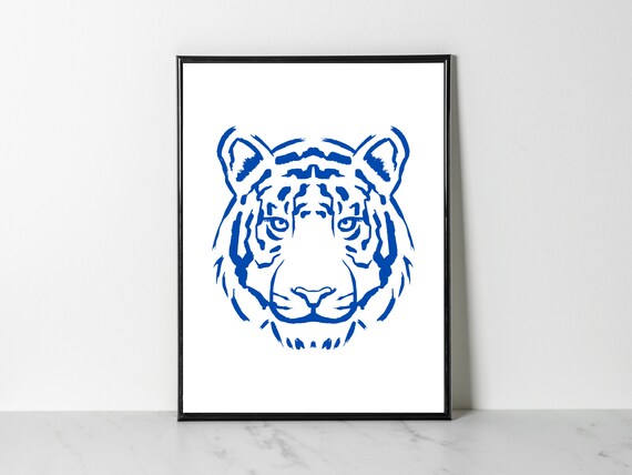 Blue Leopard Head Preppy Digital Print // Wall Art // Preppy - Etsy