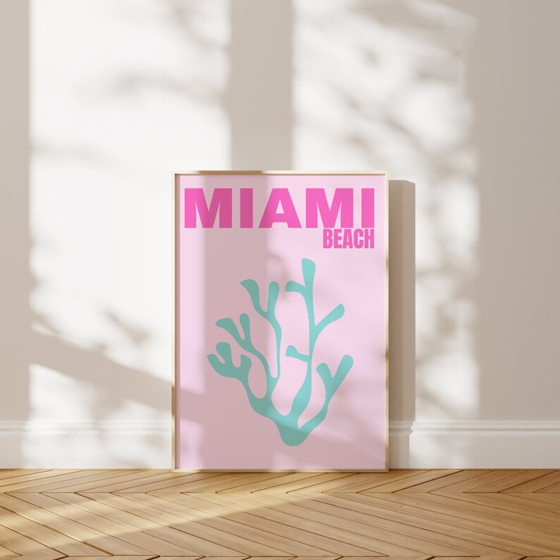 Miami Beach Location Preppy Digital Print Wall Art Preppy - Etsy