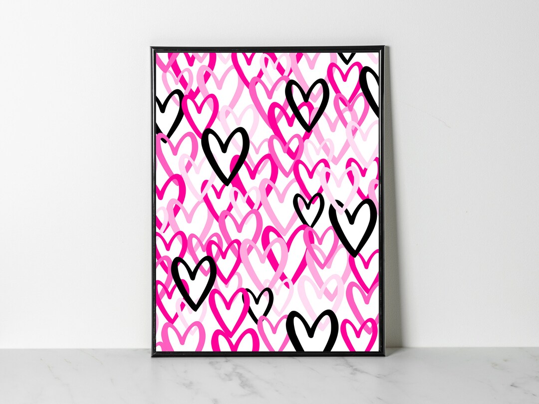 Pink Hearts Preppy (digital Download) Preppy Wall Art, Preppy Bedroom ...