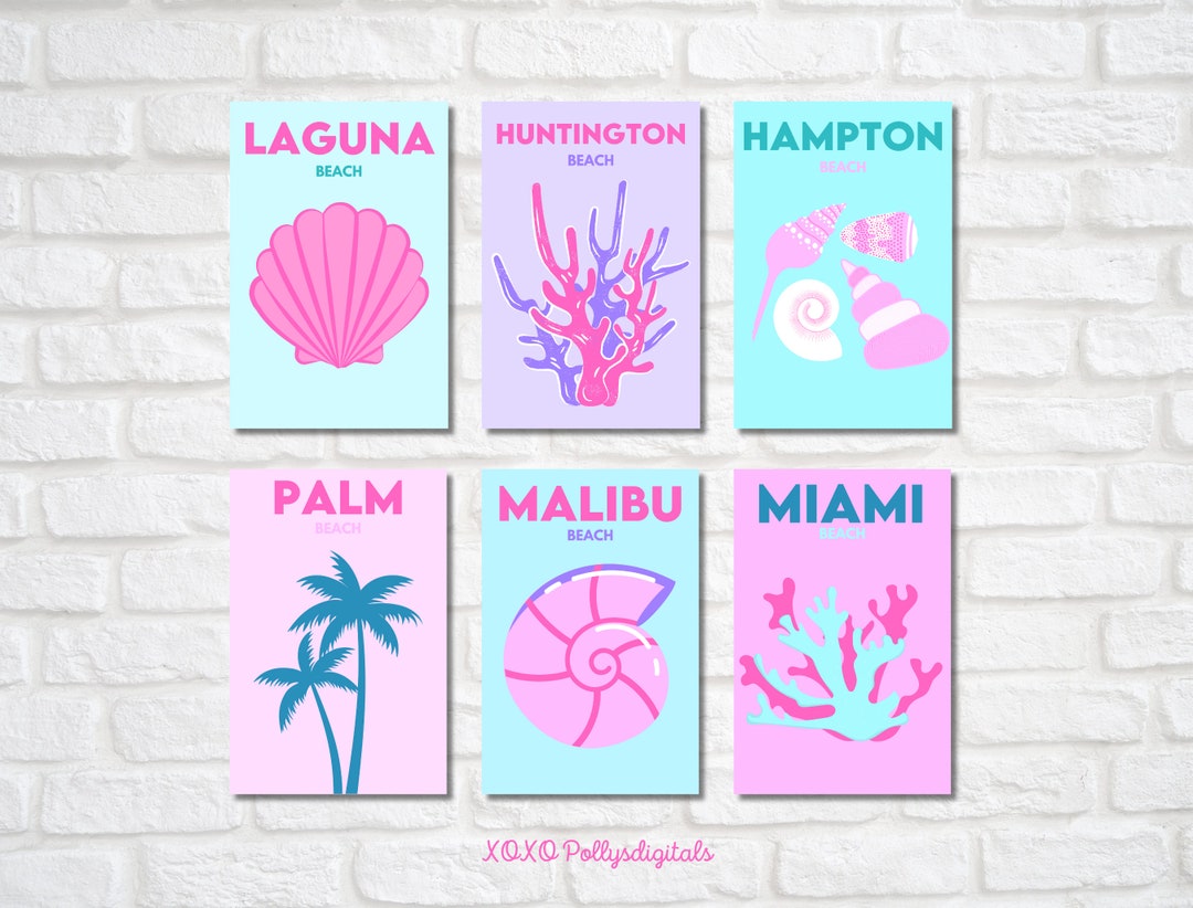 Preppy Pastel Beach Posters (digital Download) Preppy Wall Art Preppy ...
