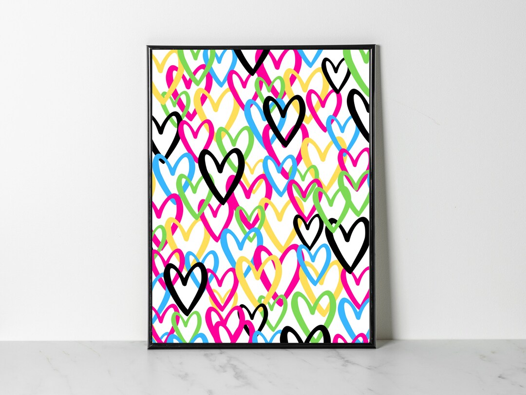 Rainbow Hearts Preppy (digital Download) Preppy Wall Art Preppy Wall ...