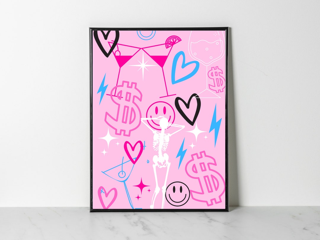 Skeleton Collage Martini Preppy (digital Download) Preppy Wall Art ...