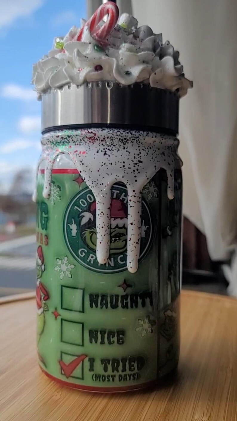 You're a Mean One Mr Grinch, 17oz Epoxy Mason Jar, Merry FN Christmas ...