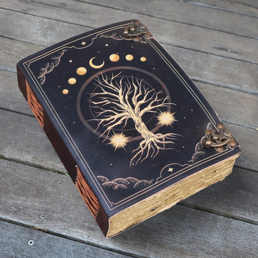 Tree of Life 13x10 Inch Leather Journal 400 Vintage Pages 2x Brass ...