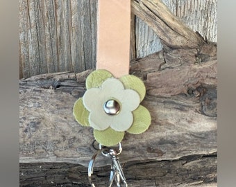 Handmade Leather Flower Keychain Unique Floral Accessory Perfect Gift ...
