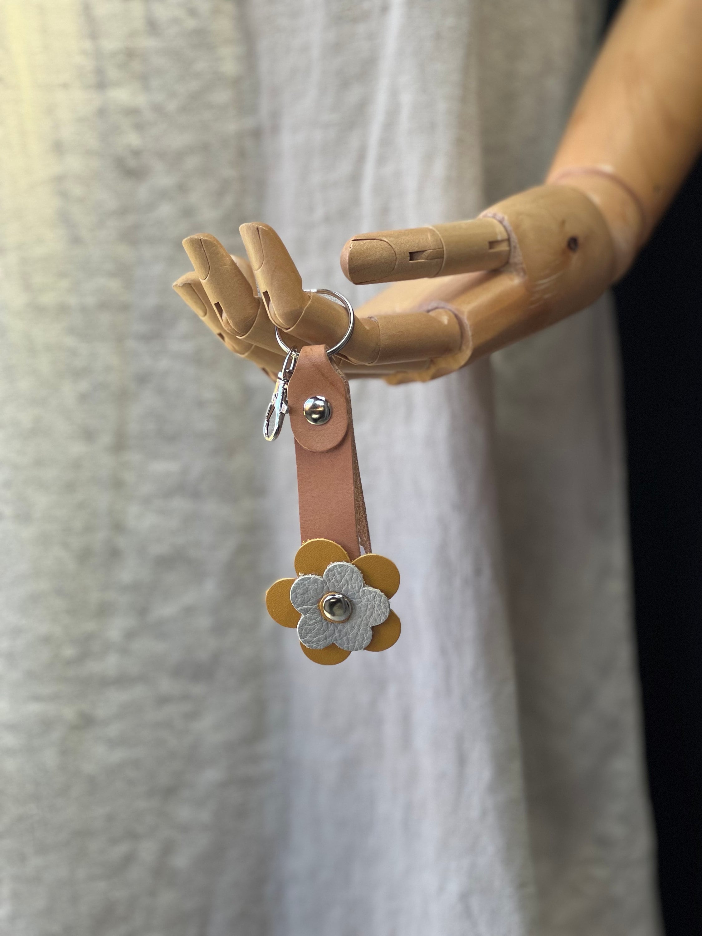 Handmade Leather Flower Keychain - Unique Floral Accessory - Perfect ...