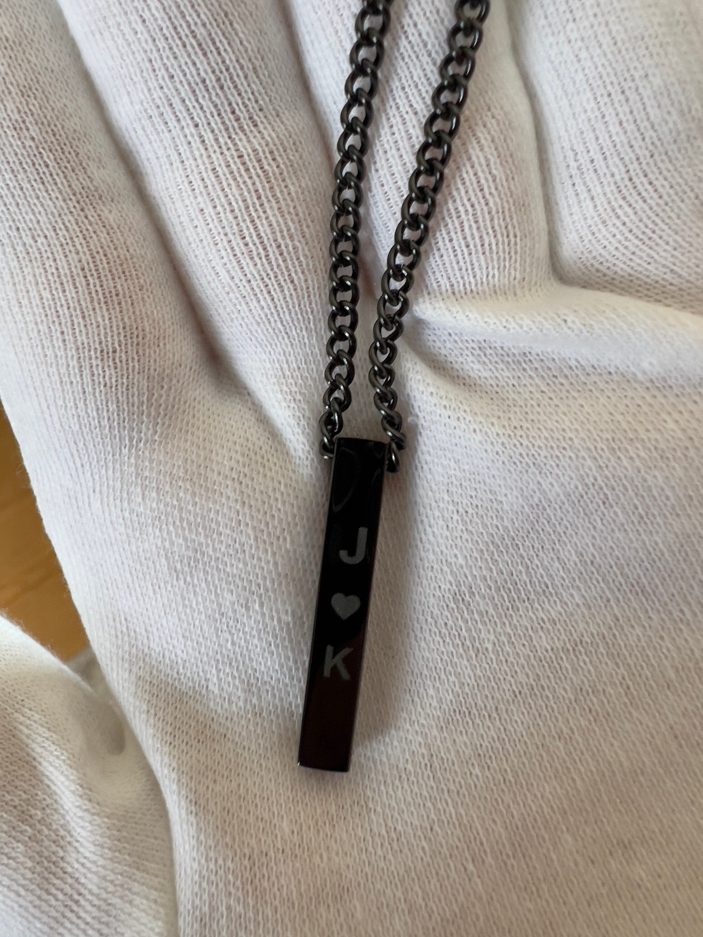 Engraved Mens Necklace Silver Bar Pendant Boyfriend Necklace Handmade ...