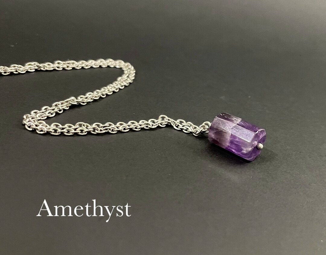 Amethyst Necklace, February Birthstone, Silver Chain Necklace, Message ...