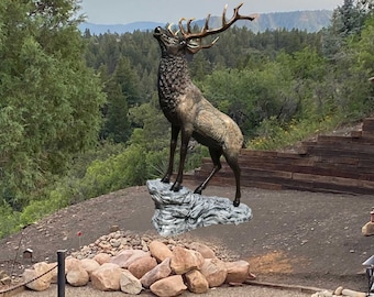 Elk on the Rock Aluminum Outdoor Statues - Etsy