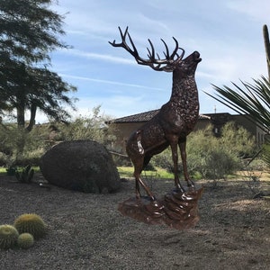 Elk on the Rock Aluminum Outdoor Statues - Etsy