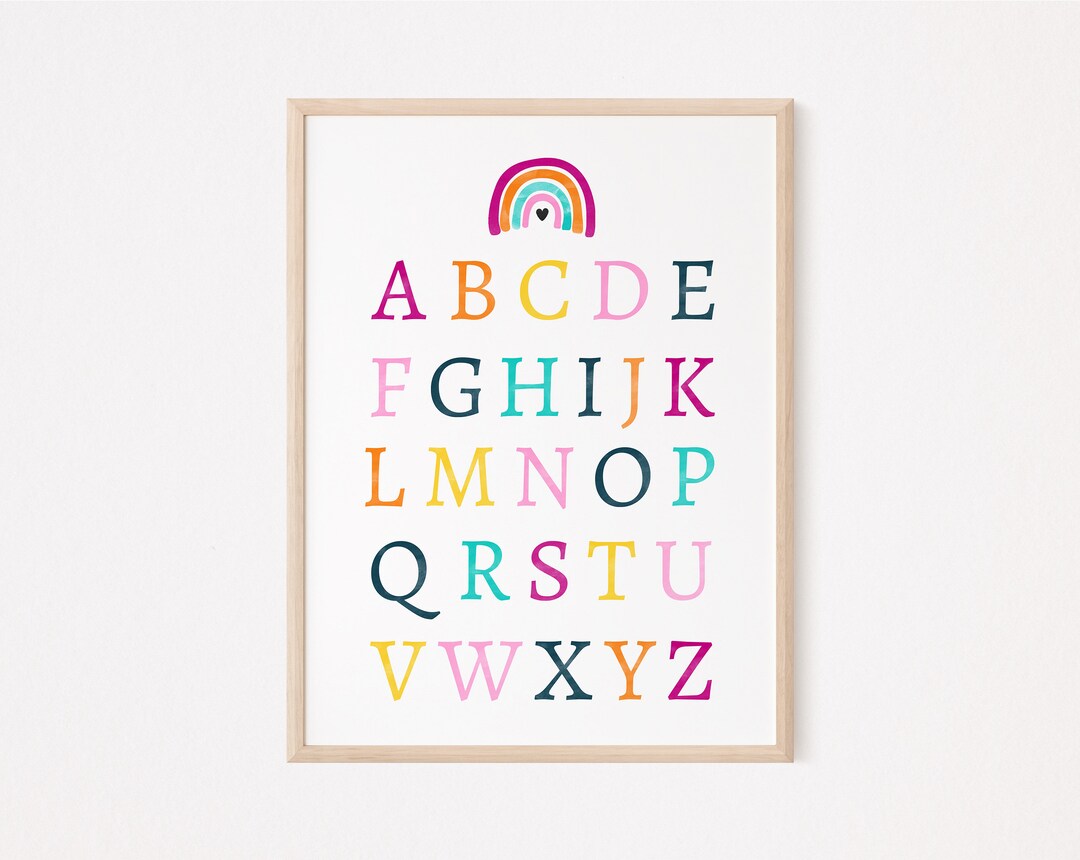 Alphabet Print Colourful Alphabet Poster Nursery Wall Art - Etsy