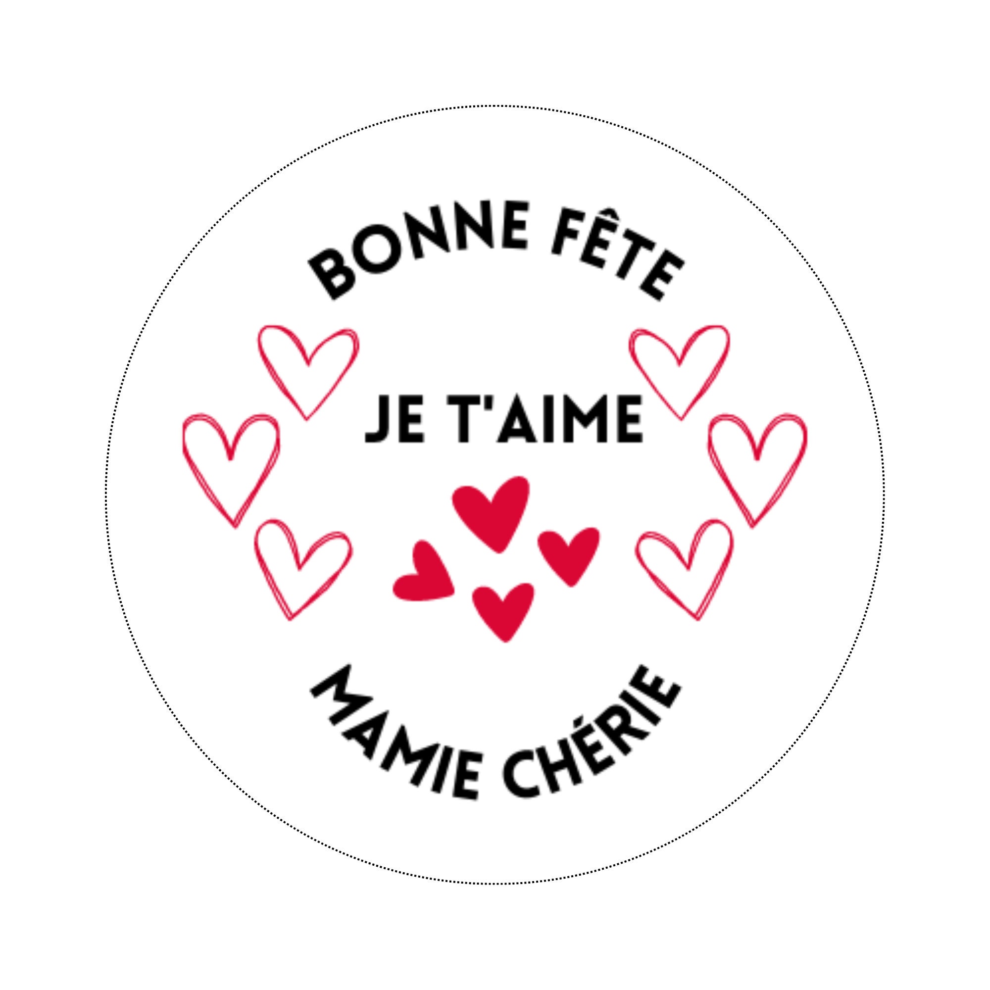 Stickers Je t'aime MAMIE, étiquette adhésive personnalisée 35 mm ...
