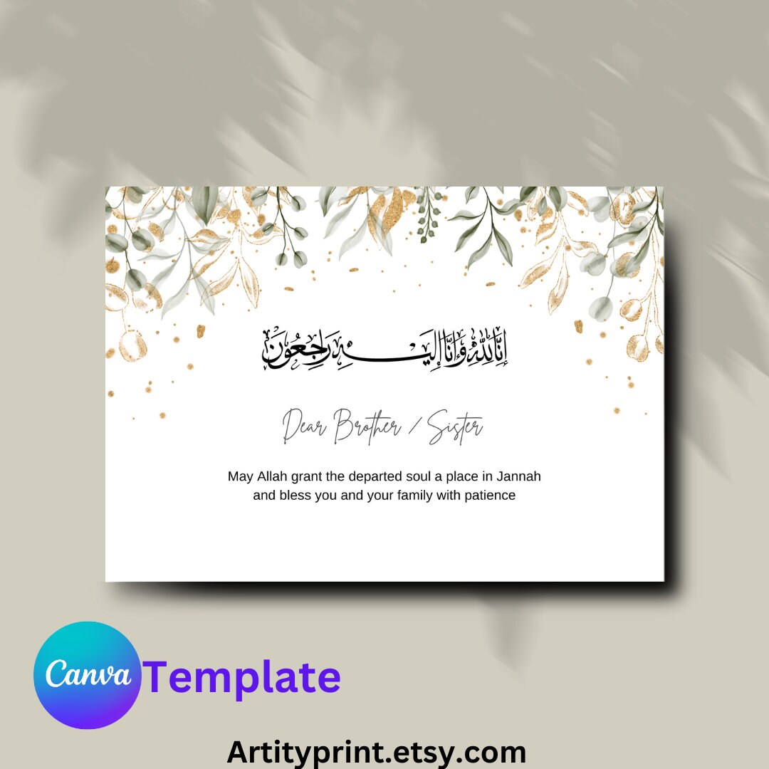 Islamic Sympathy Card Template + Instagram Story Content for Sympathy ...
