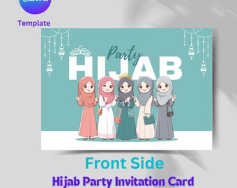 Hijab Party Invitation Card | Printable Editable PDF | Muslim Girls ...