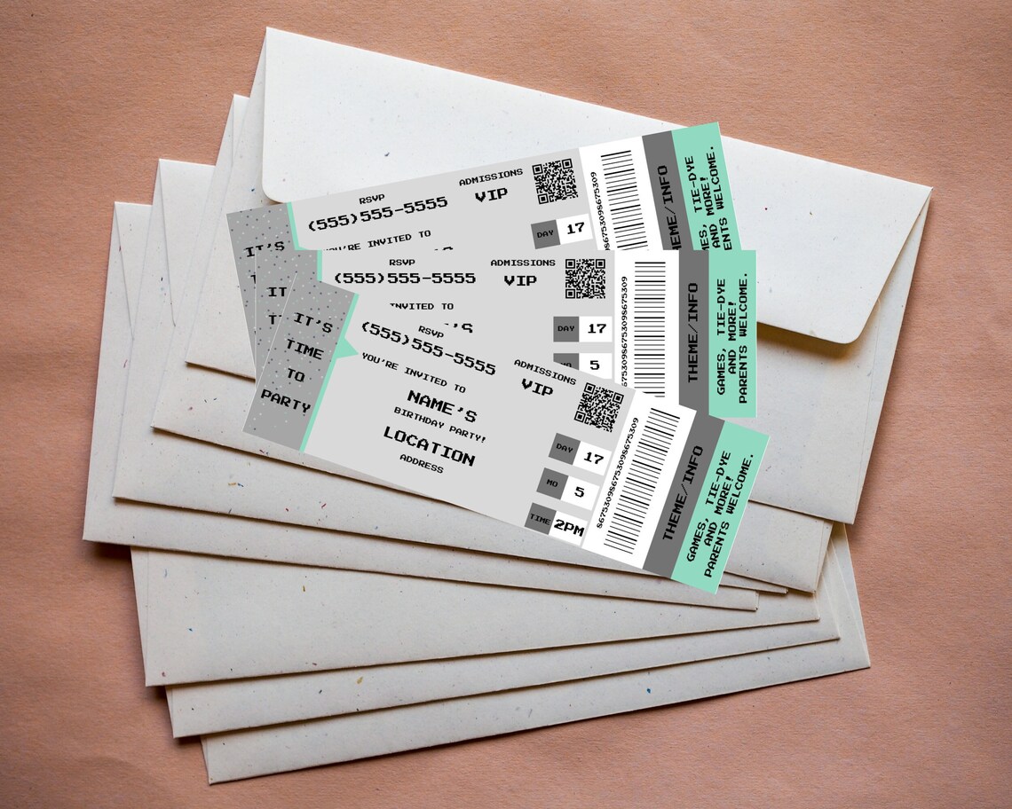 Concert Ticket Party Invitation Printable Design Service for Teen Music ...