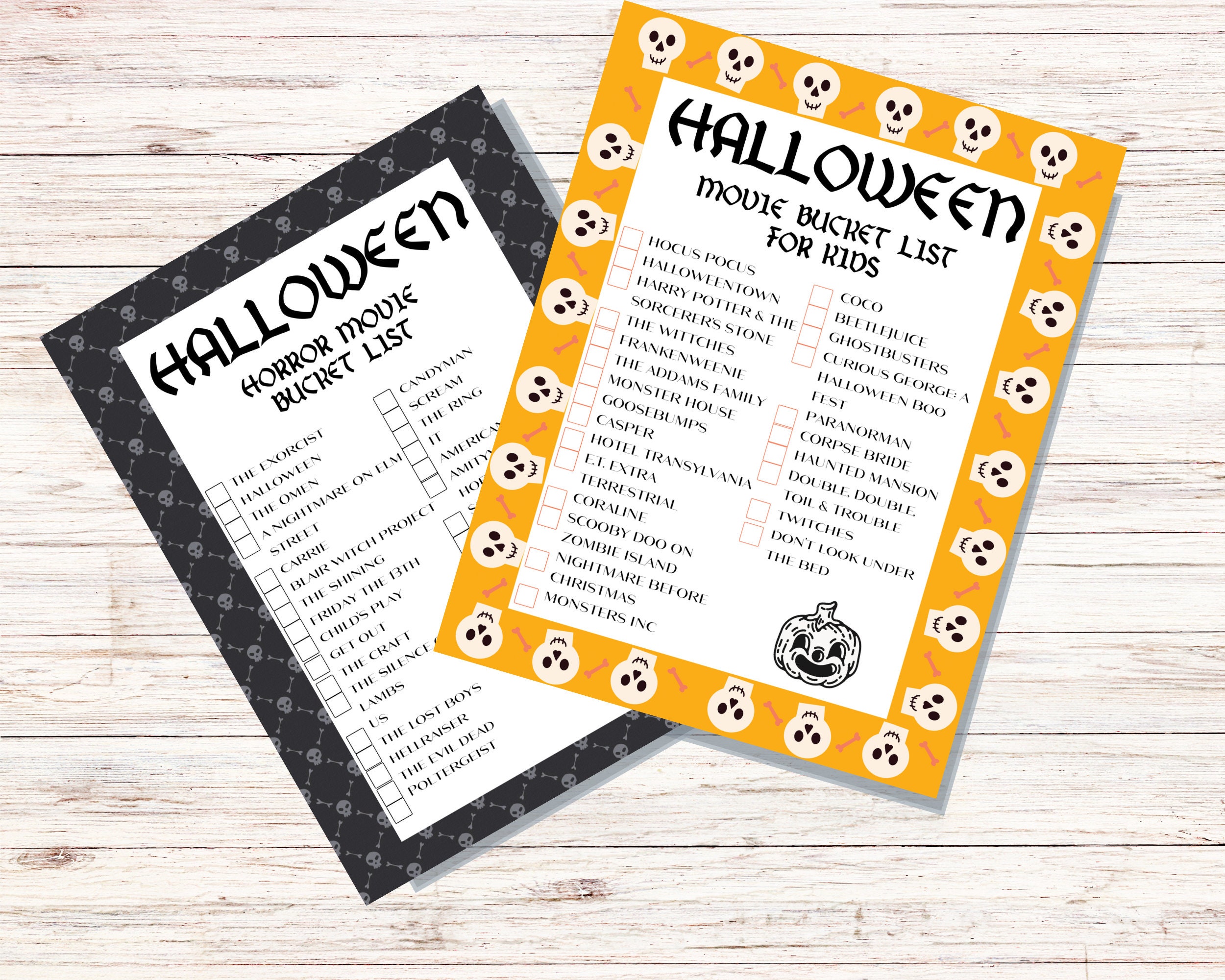 Halloween Movie Printable Bucket List Fall Movies / Print or Use With ...