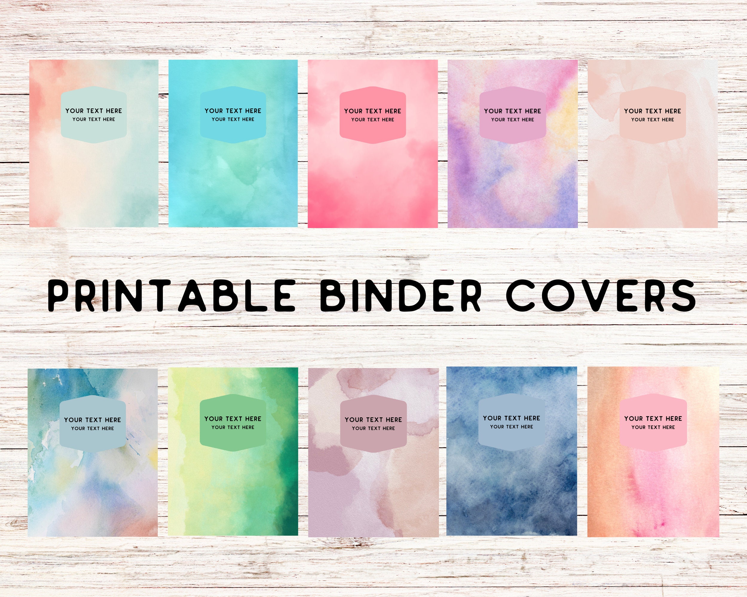 Watercolor Printable Binder / Editable Covers School Binder Printables ...