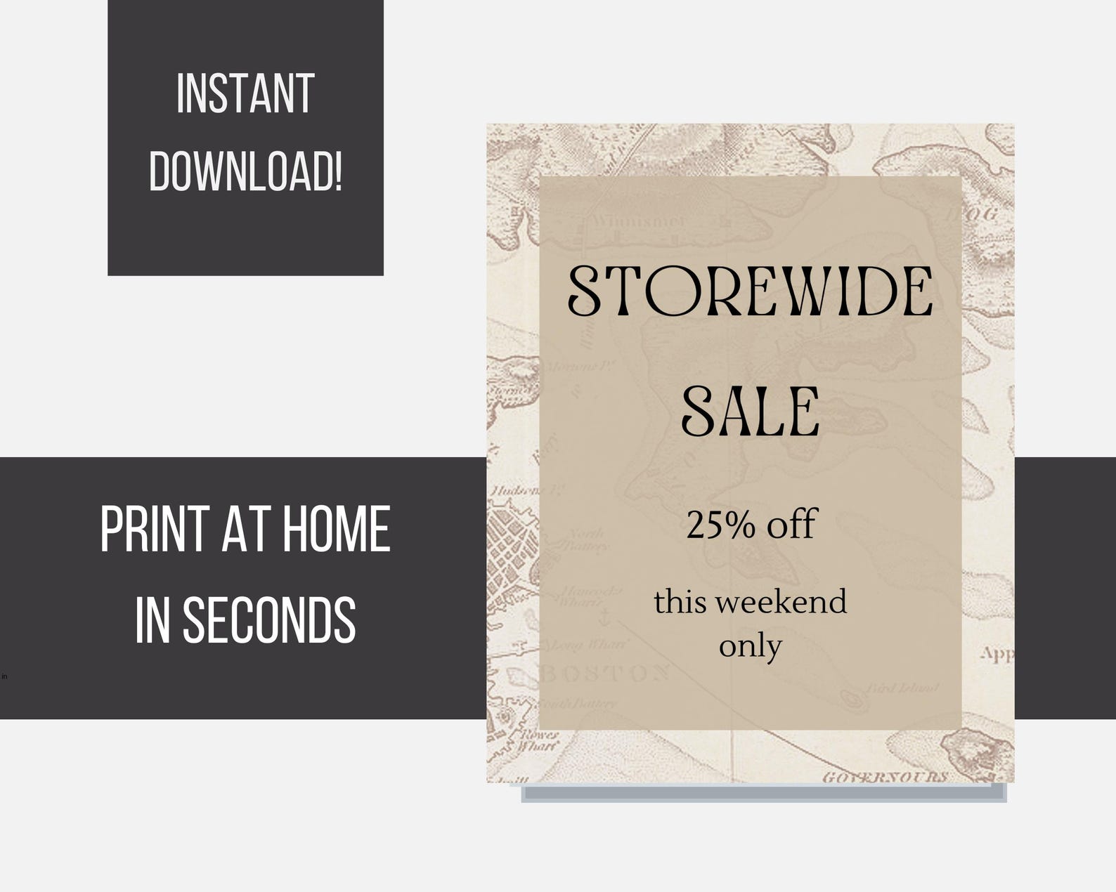 Printable Business Sign Sale Canva Template Antique Design Vintage ...