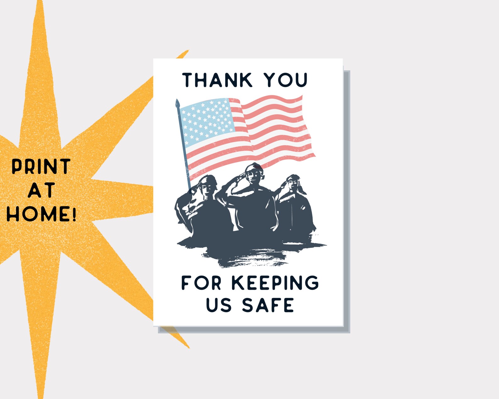 Memorial Day Armed Forces Day Card Printable Print at Home Card Veteran ...