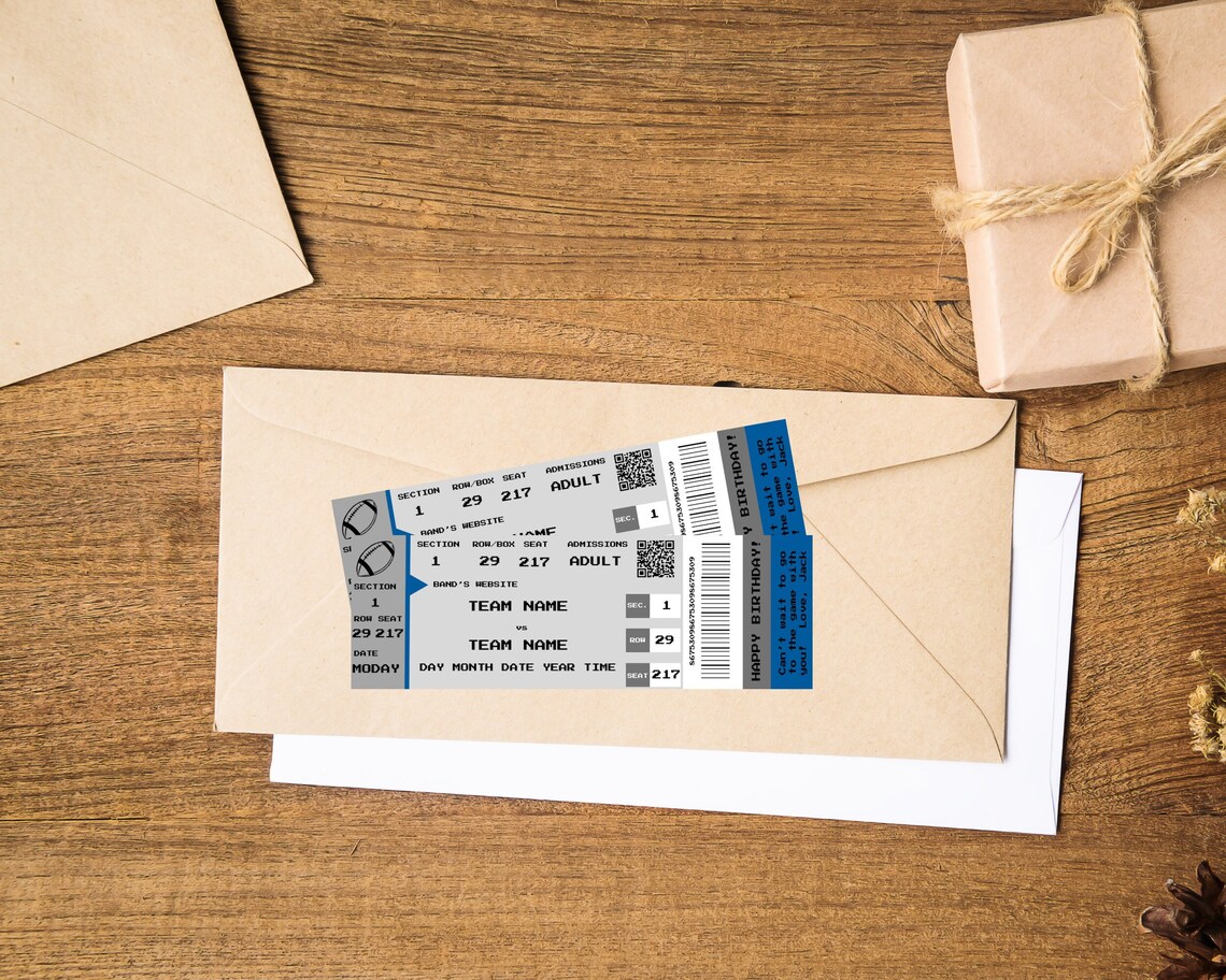 Printable Football Ticket EDITABLE Football Game Ticket Template ...