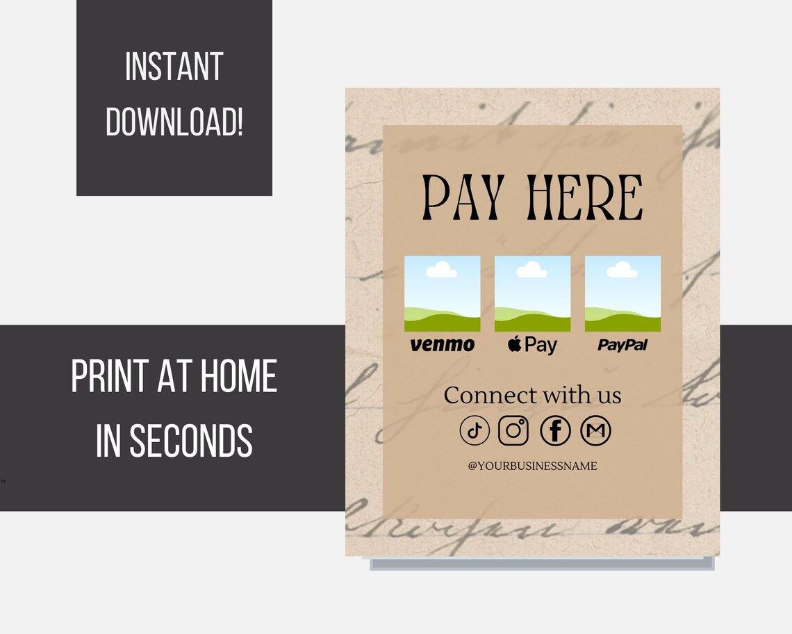 QR Code Sign Small Business Printable Template Antique Customize in ...