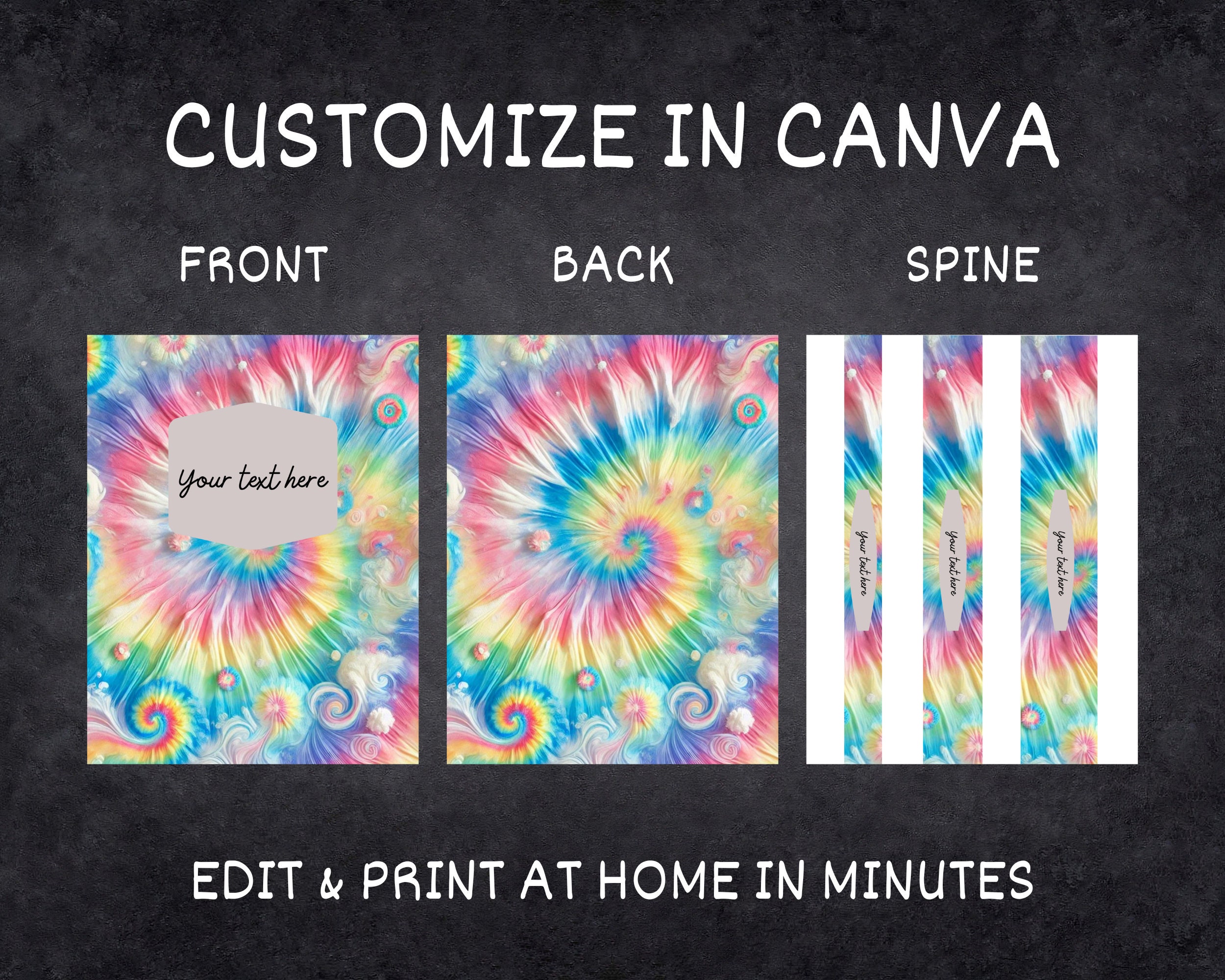 Binder Cover Printable Tie Dye Printable Binder Cover for High School ...