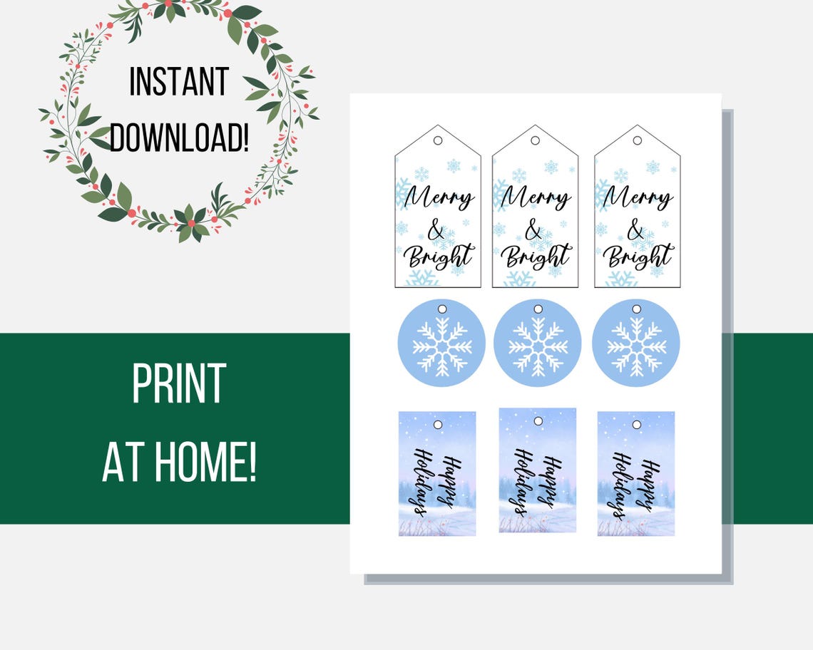 Christmas Gift Tags Printable Set Christmas Present Tags Last Minute ...