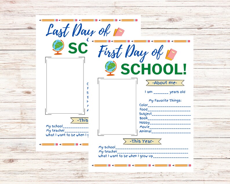 Back to School Kids Printable Interview First Day and Last Day of ...
