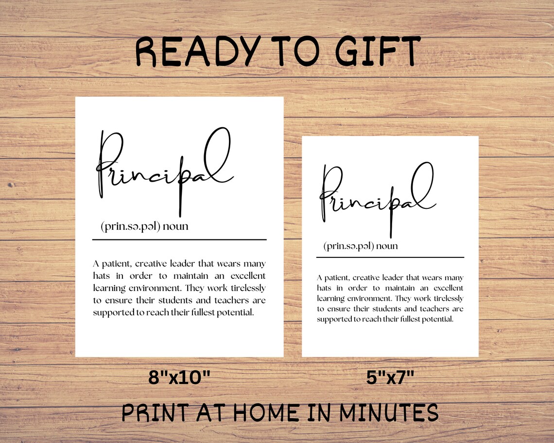 Gift for Principal Printable Wall Art Gift Definition 8x10 and 5x7 Gift ...
