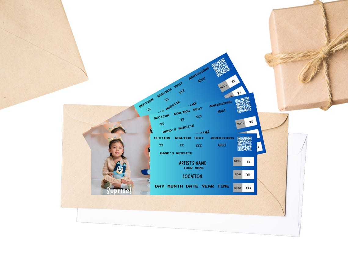 Blue Kids Concert Ticket Template Printable Event Ticket EDITABLE ...