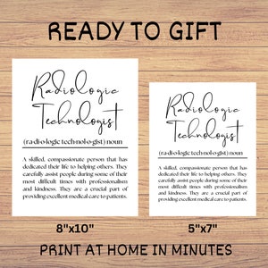 Radiologic Technologist Gift Definition Printable Wall Art 8x10 and 5x7 ...