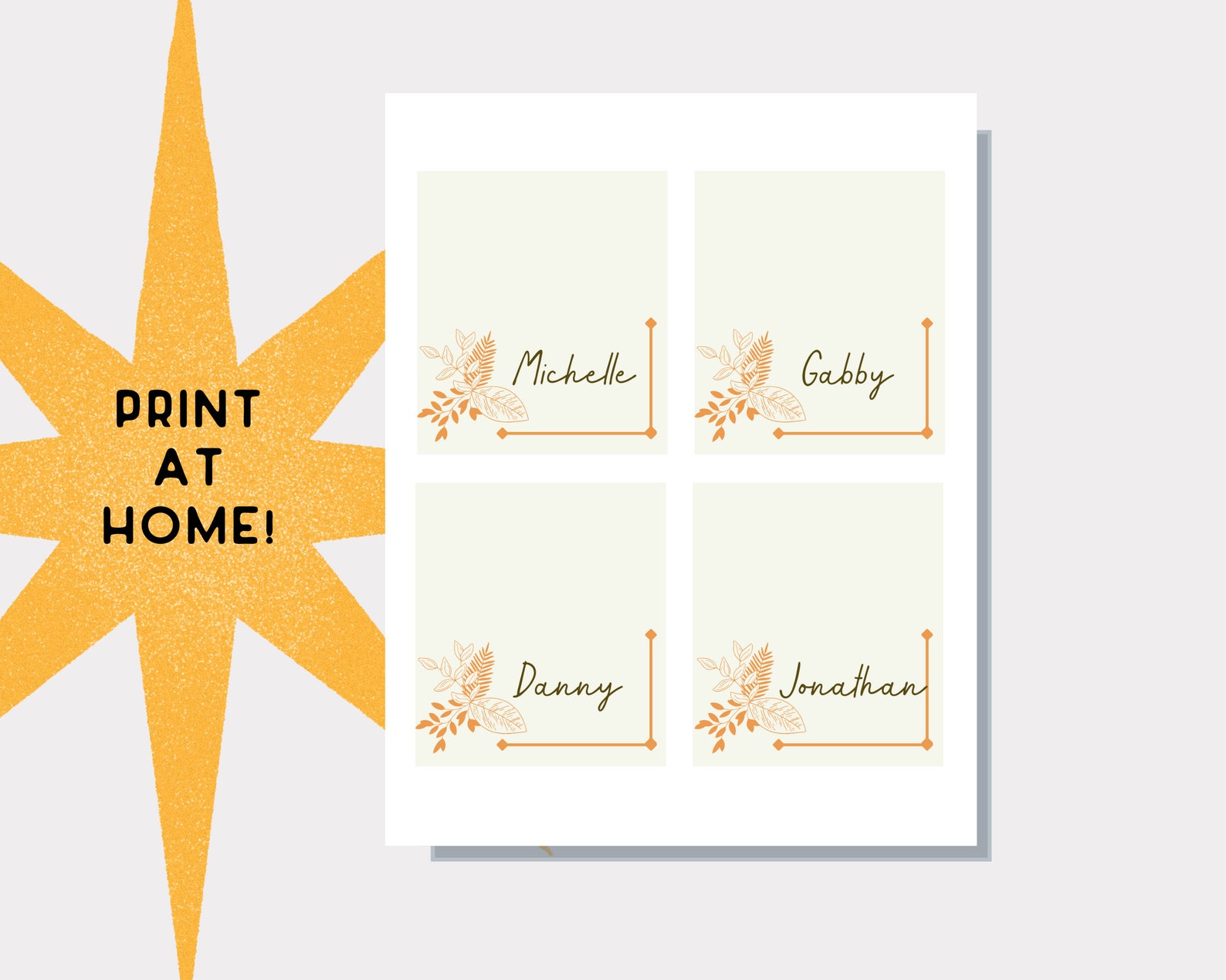 Thanksgiving Dinner Printable Place Cards Template Thanksgiving Name ...