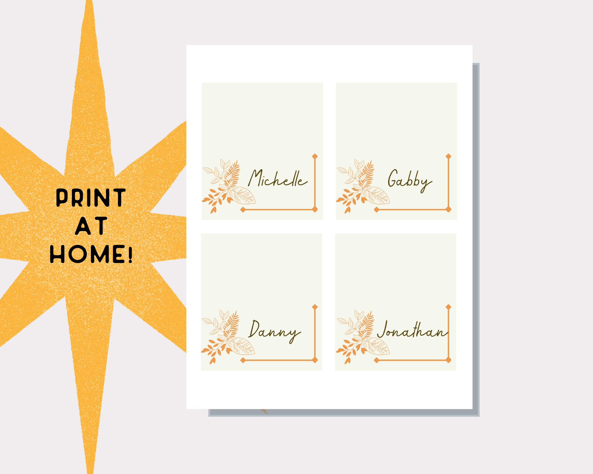 Thanksgiving Dinner Printable Place Cards Template Thanksgiving Name ...