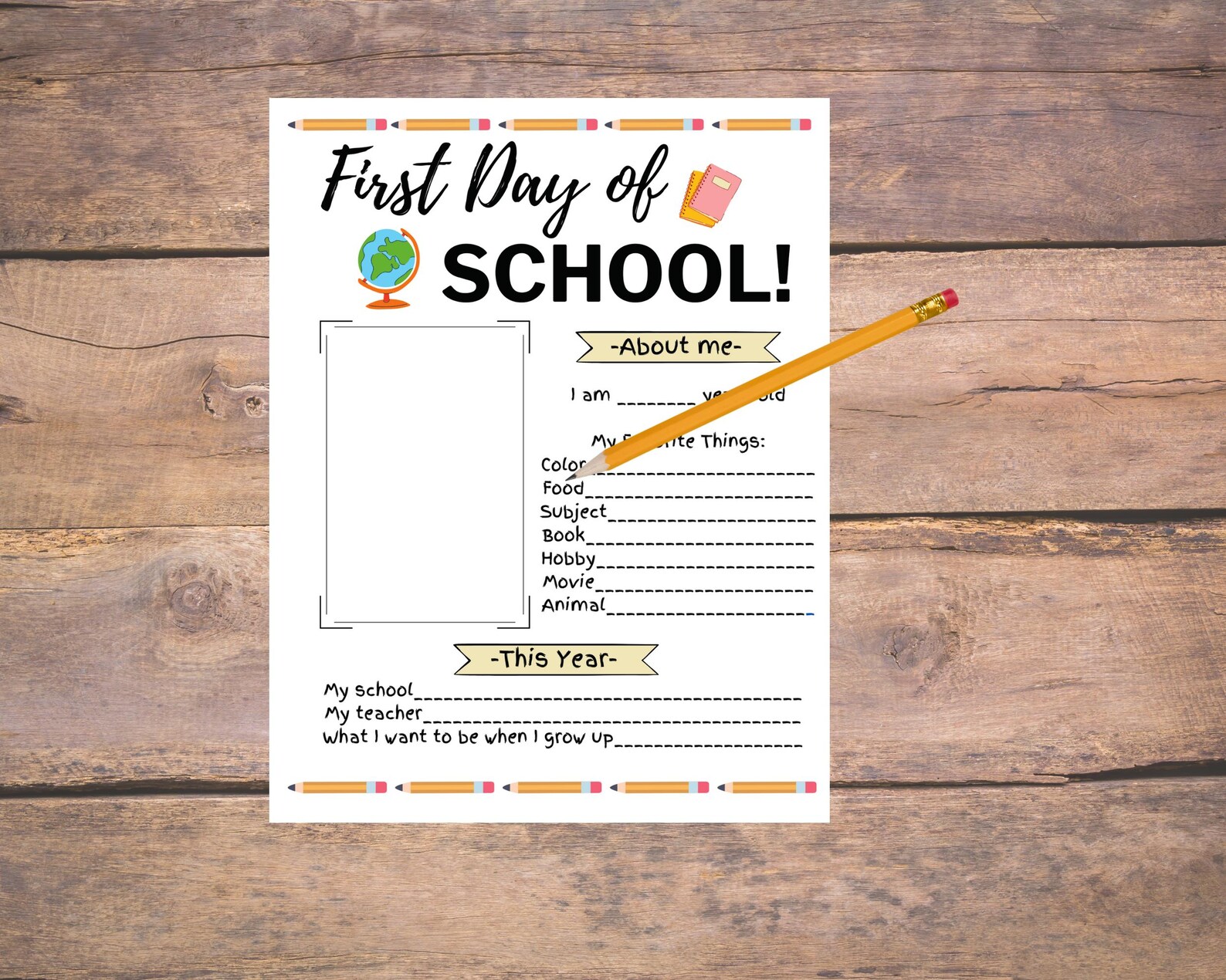Back to School Kids Printable Interview First Day and Last Day of ...
