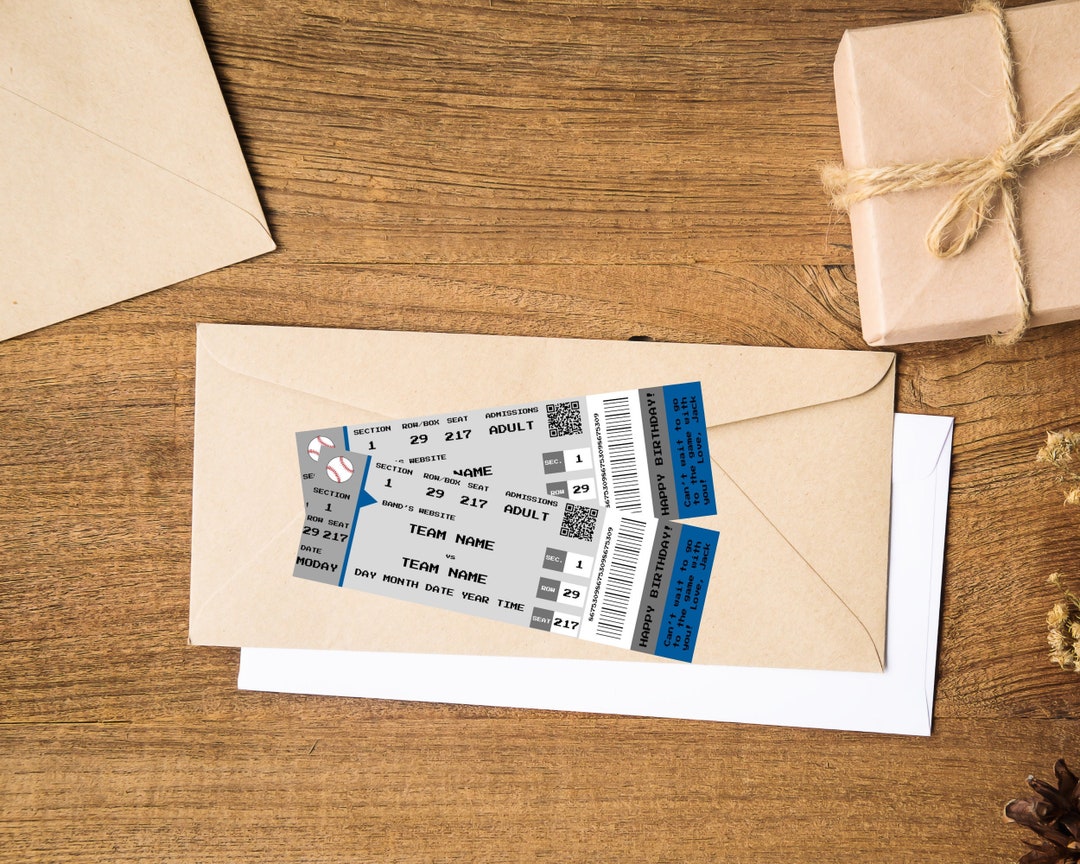 Printable Baseball Ticket- EDITABLE Baseball Game Ticket Template ...