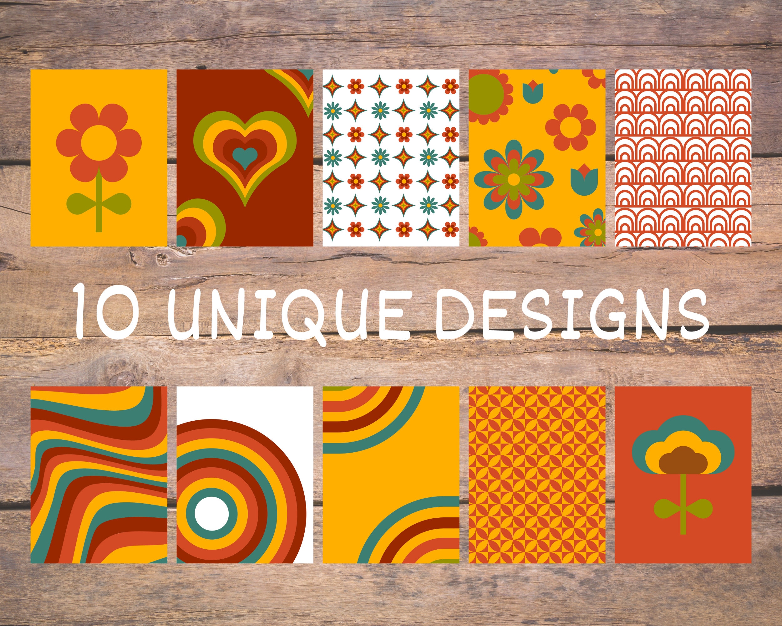 60s Printable Wall Art Bundle of 10 8x10 and 5x7 - Etsy