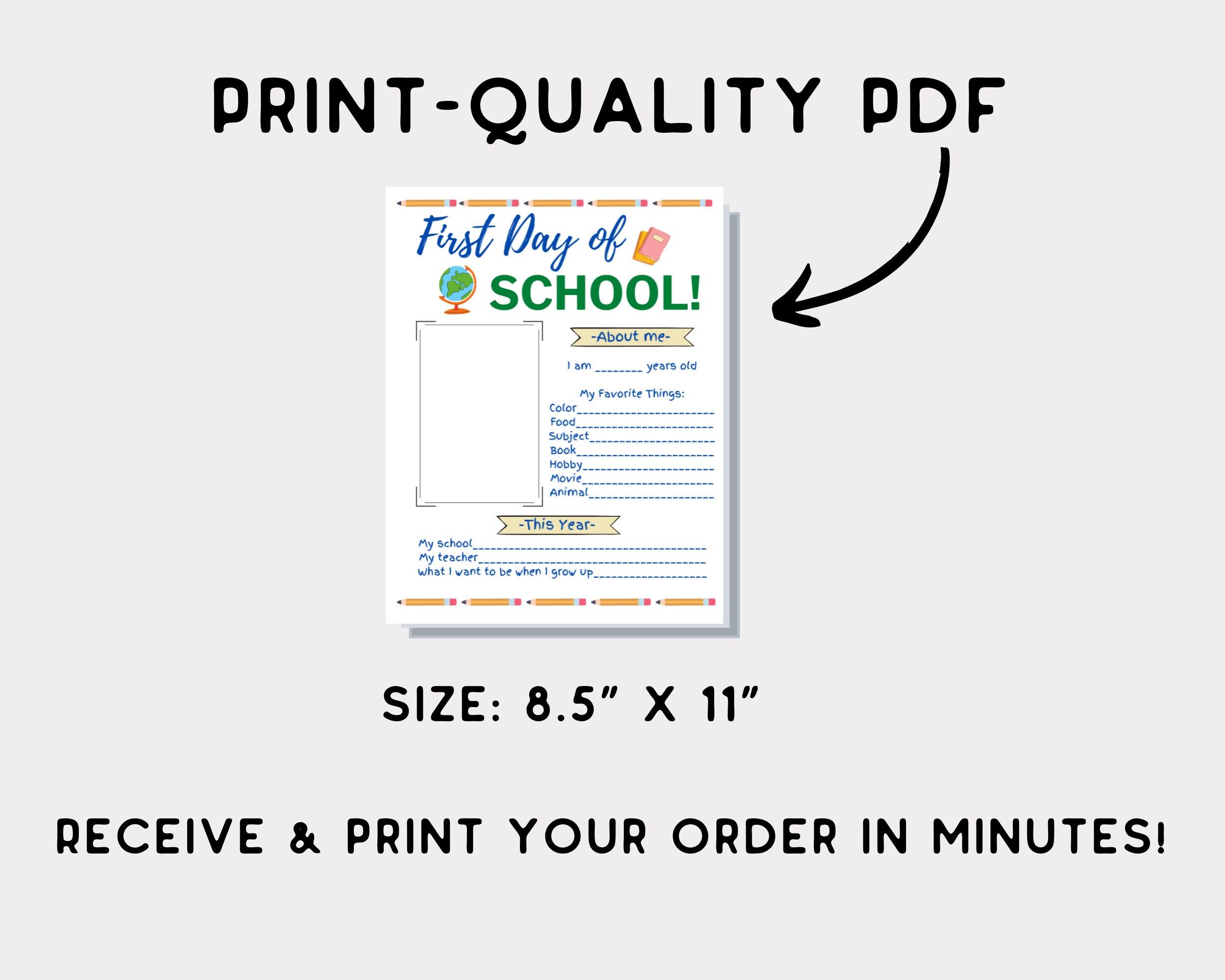 Back to School Kids Printable Interview First Day and Last Day of ...