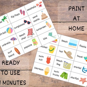 Flashcards for Kids Printable Summer Flashcards Homeschool Preschool ...