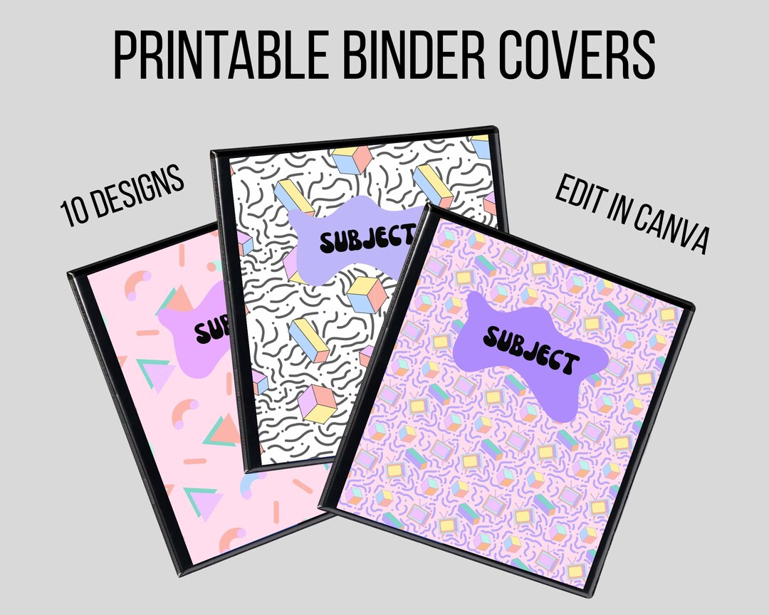 Squiggle Printable Binder Cover 90s School Binder Canva Template - Etsy