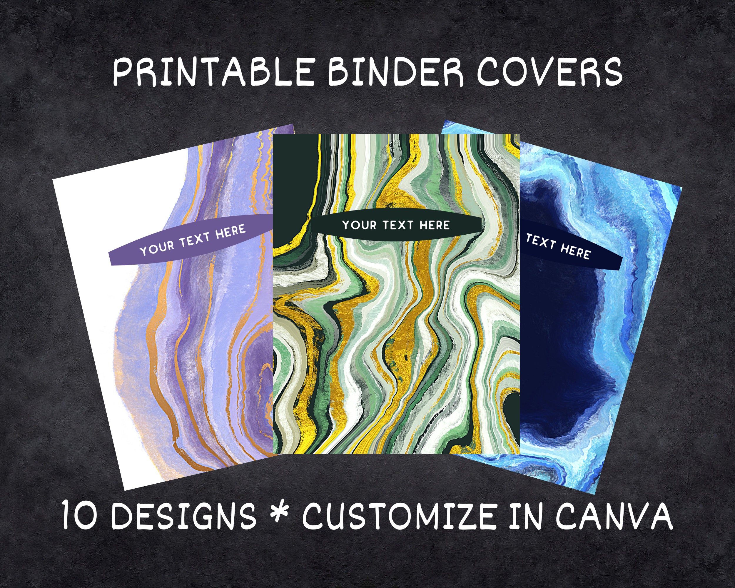 Printable Binder Covers Use With Canva to Customize Geode Nature ...