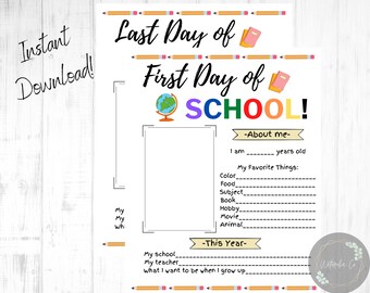 Back to School Kids Printable Interview First Day and Last Day of ...