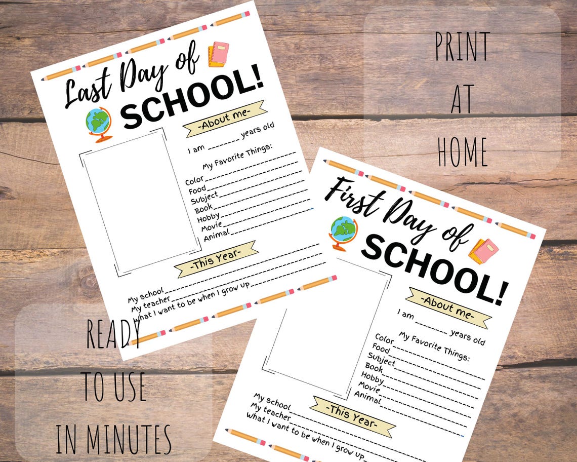 Back to School Kids Printable Interview First Day and Last Day of ...