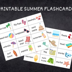 Flashcards for Kids Printable Summer Flashcards Homeschool Preschool ...