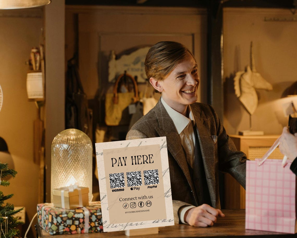 QR Code Sign Small Business Printable Template Antique Customize in ...
